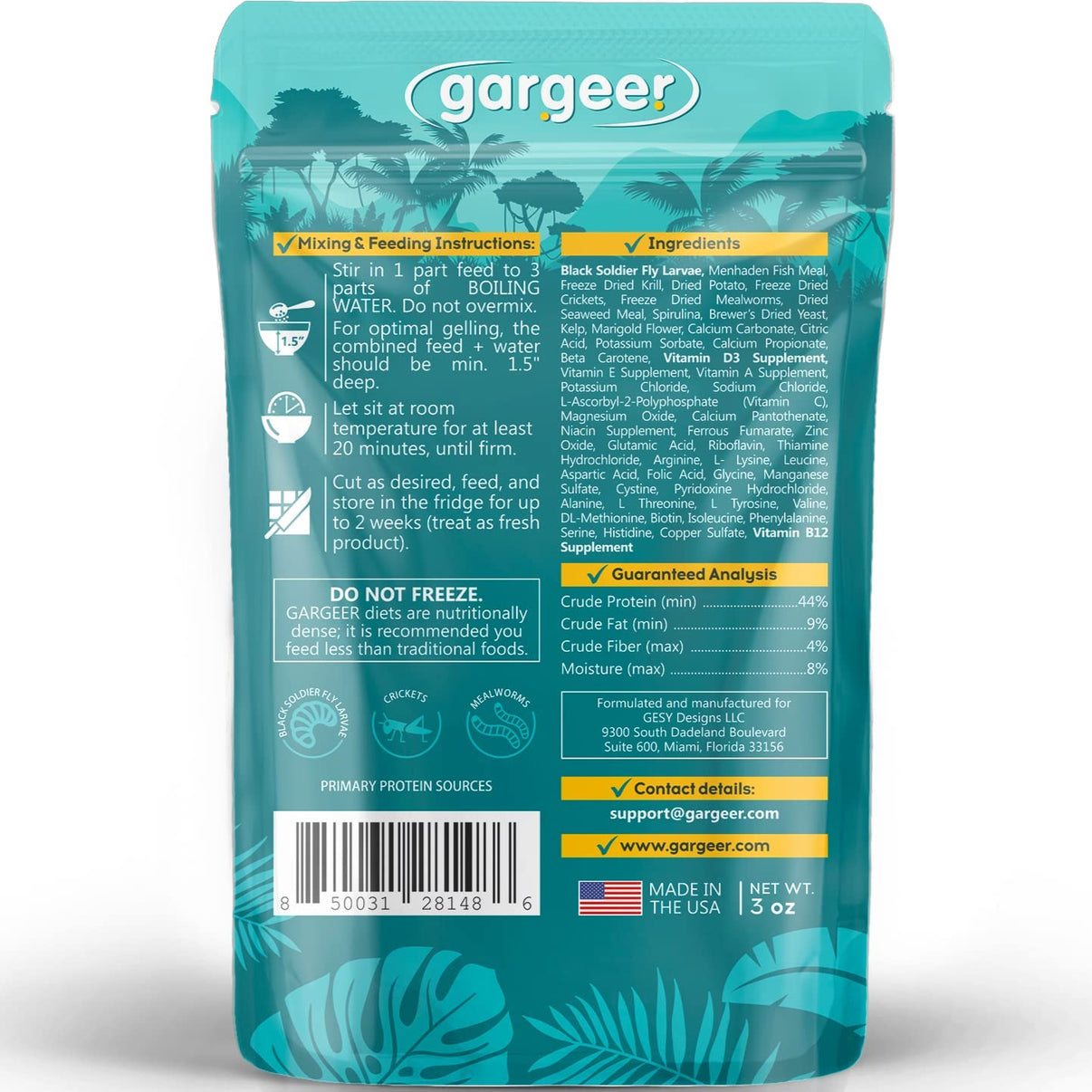 Gargeer Leopard Gecko Food Complete Gel Diet for Both Juveniles and Ad