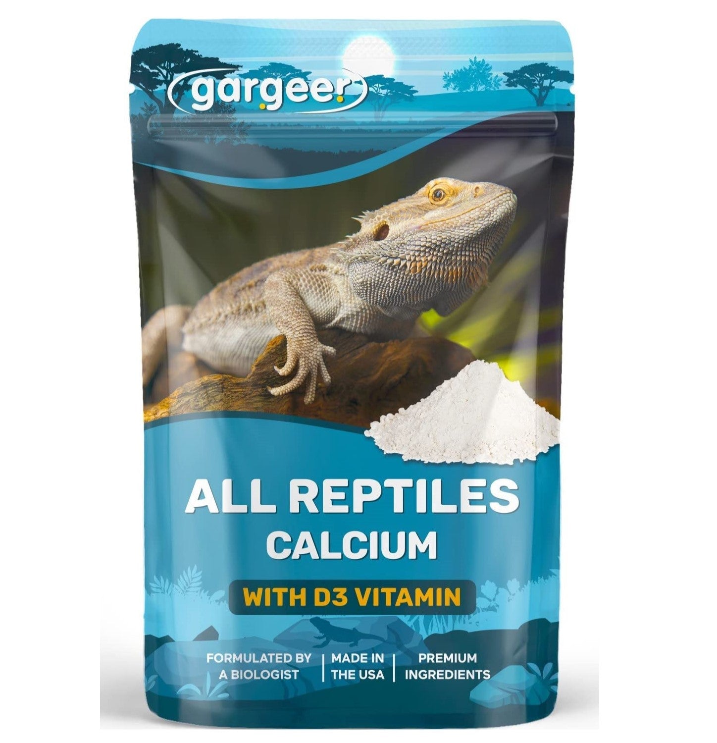 Gargeer 4oz All Reptile Calcium Powder, Phosphorus-Free Ultrafine Powd